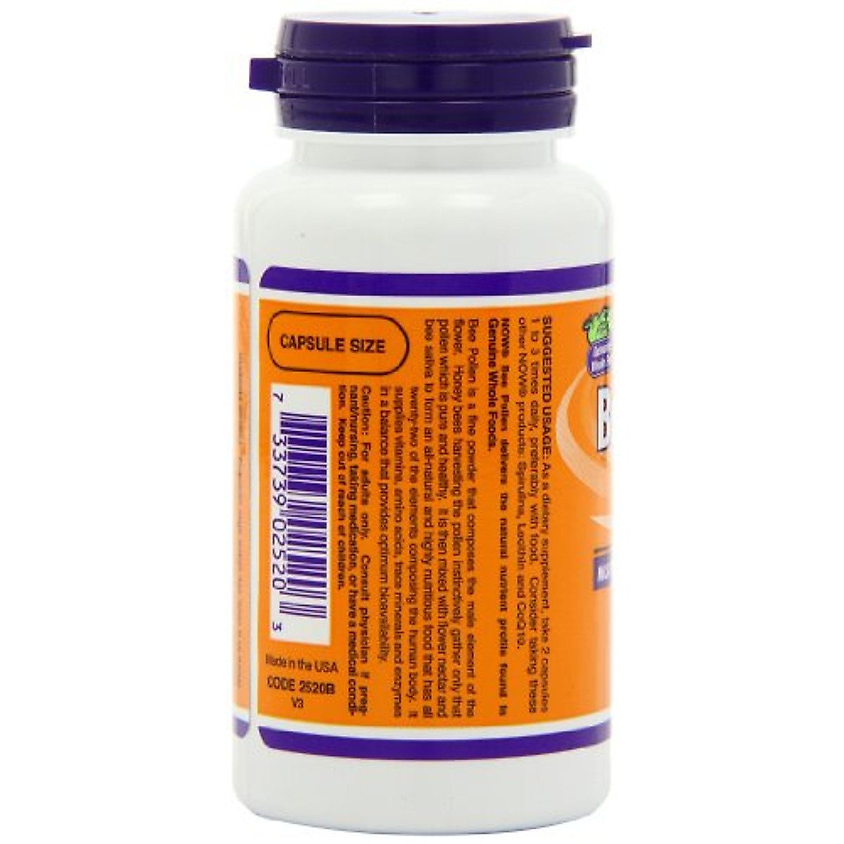 NOW Bee Pollen, 500mg, 100 Capsules (Pack of 3)