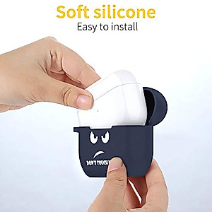 EasyAcc Silicone Funny Case Cover for AirPods Pro 2019, AirPod Pro Case Protective Skin Air Pod Pro Cute Accessories with Keychain Dark Blue