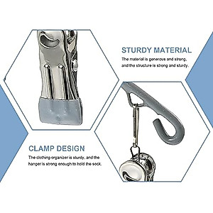 Zerodeko Clothes Hanger with 10 Clips Clothes Drying Rack Stainless Steel Laundry Drying Rack Sock Hanger Underwear Hanger for Drying Towels Diapers Bras Lingerie Baby Clothes Grey