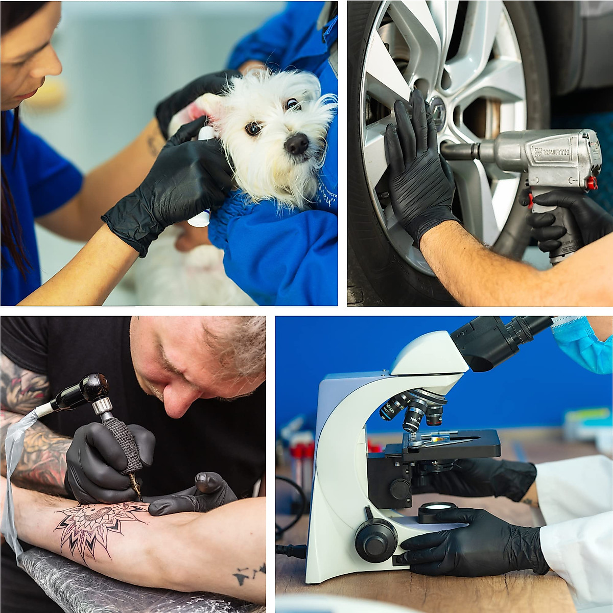 Latex Free Disposable Black Gloves Medium | 4.5 Mil Black Nitrile Gloves | 100 Count Non Latex Gloves , Powder Free | Food Grade & Safe | Medical, Lab, Kitchen, Mechanic, Cleaning, & Tattoo Gloves