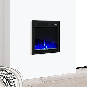 20" Electric Fireplace Wall Recessed Heater, 1500W/5100BTU (Black)