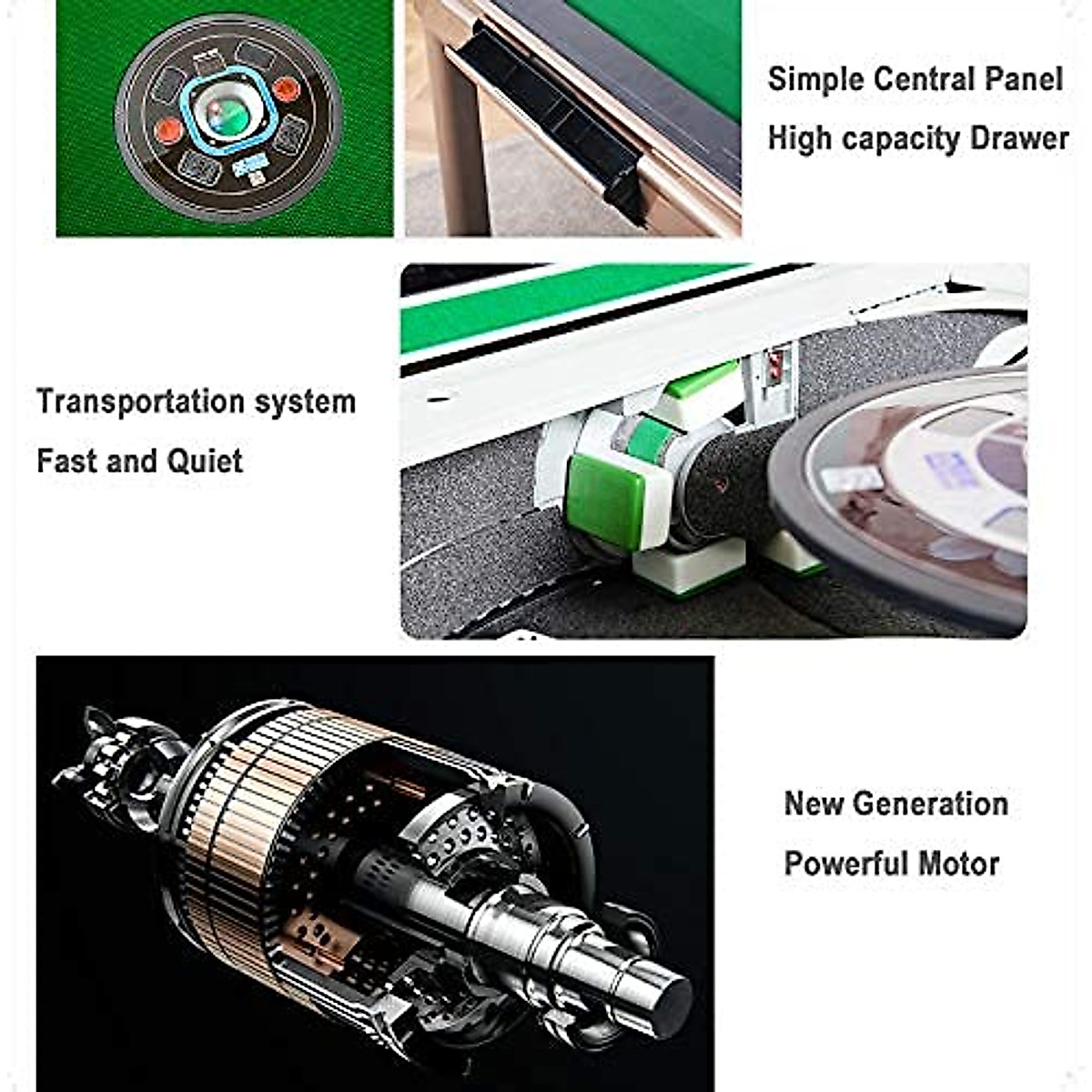 4-Legged Automatic Mahjong Table with 36mm Numbered Tiles (Green+Blue) Hard Tabletop Cover Chinese/Filipino/American Style All Fit No More Shuffling,More Rounds