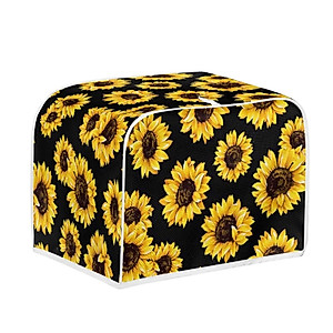 FOR U DESIGNS Bread Machine Cover Yellow Sunflowers Print Toaster Oven Cover Fashion Durable Bread Maker Cover Toaster Dust Cover 2 Slice Kitchen Small Appliance Covers Washable