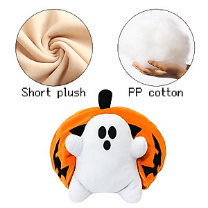 GYNAKJ Halloween Pumpkin Ghost Plush Toy with Zipper – Cute Jack-o’-Lantern Ghost Pillow Decoration – Soft and Cuddly for Boys and Girls Plush Toy