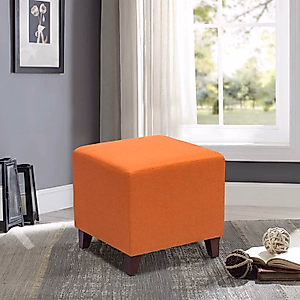 Adeco Simple British Style Cube Ottoman Footstool, 16x16x16