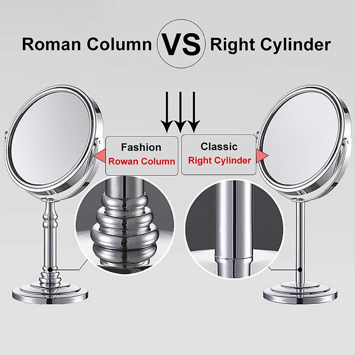 HAIPUTTER Double Sided 3X and 1X Magnifying Makeup Mirror with Stand, 6 in Silver Vanity Swivel Mirrors for Desk Table Standing