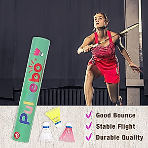 PULEEBO 12 Pack Badminton Birdies Nylon Feather Badminton Shuttlecocks for Beginners Kids Adults, Shuttlecock for Badminton Outdoor Training Play 1 Dozen Balls 4 Yellow 4 White 4 Pink