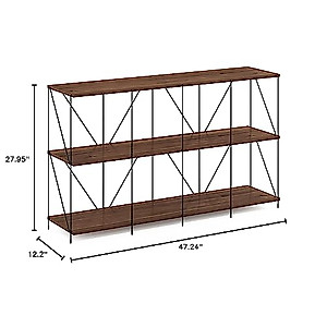 Furinno Besi 4 x 2 Multipurpose Shelf Display Rack with Metal Frame, Walnut Cove