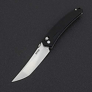 Pocket Folding Knife, Ambidextrous Lock, G10 Handle, Pocket Clip, deisnged for EDC, Survival, Outdoor Uses. SRM (Black)