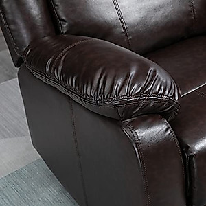 HOMCOM PU Leather Manual Recliner with Thick Padded Upholstered Cushion and Retractable Footrest, Brown