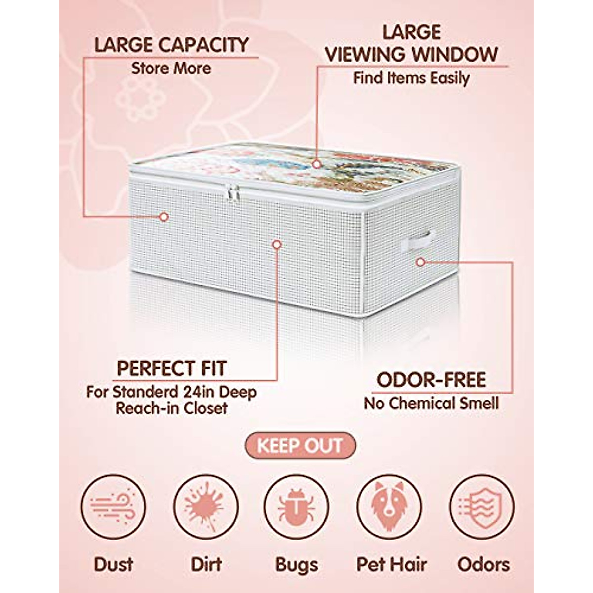 Cozy Casa Large Capacity Comforter Storage Bags for Comforters and Blankets-- Clothes Organizer for Closet