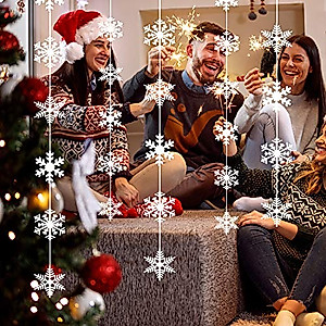 TUPARKA 12 Strings Snowflake Hanging Decorations Frozen Birthday Party Supplies Winter Wonderland Party Decorations White Christmas Snowflake Decorations Snowflake Garland Hanging Decorations