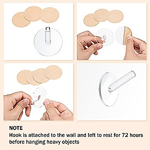 Queekay 6 Pieces Wall Mounted Hat Hooks Acrylic Coat Hooks Clear Hat Rack Robe Hook Adhesive Hooks for Bathroom Kitchen Hat Clothes Towels and More, 9 lb Max