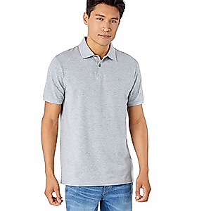 DKNY Men’s Polo Shirt – Cotton Mens Short Sleeve Polo Shirts | No Curl Collar Quick Dry Regular Fit Moisture-Wicking Golf Shirt for Men (Sizes: S-2XL) Heather Grey