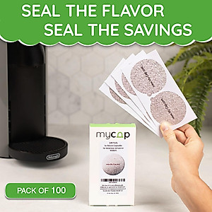 My-Cap 100 Foil Seals for Nespresso Vertuo Pods - Foil Lids to Reuse Nespresso VertuoLine Capsules - Aluminum Lids Seals Foil - Reuse your Nespresso Coffee Capsules (Pack of 100)