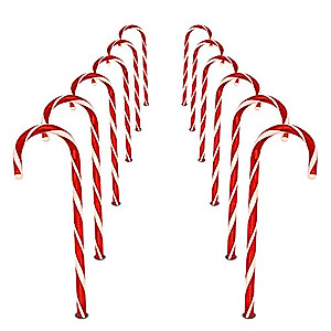Joiedomi 12 Sets Christmas Candy Cane Pathway Markers Lights, 12” Christmas Stakes Lights, Outdoor Christmas Decorations Lights for Holiday Xmas Indoor Yard Patio Garden Walkway