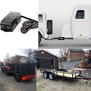 Posris 7 Way Trailer Plug Inline Trailer Cord with Junction Box for RV Trailers, Campers, Caravans, Food Trucks