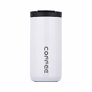 Coffe Cup Thermos for Hot Drinks stainless steel hot and cold white thermos that fits in cup holder 13.5oz/400ml (White)