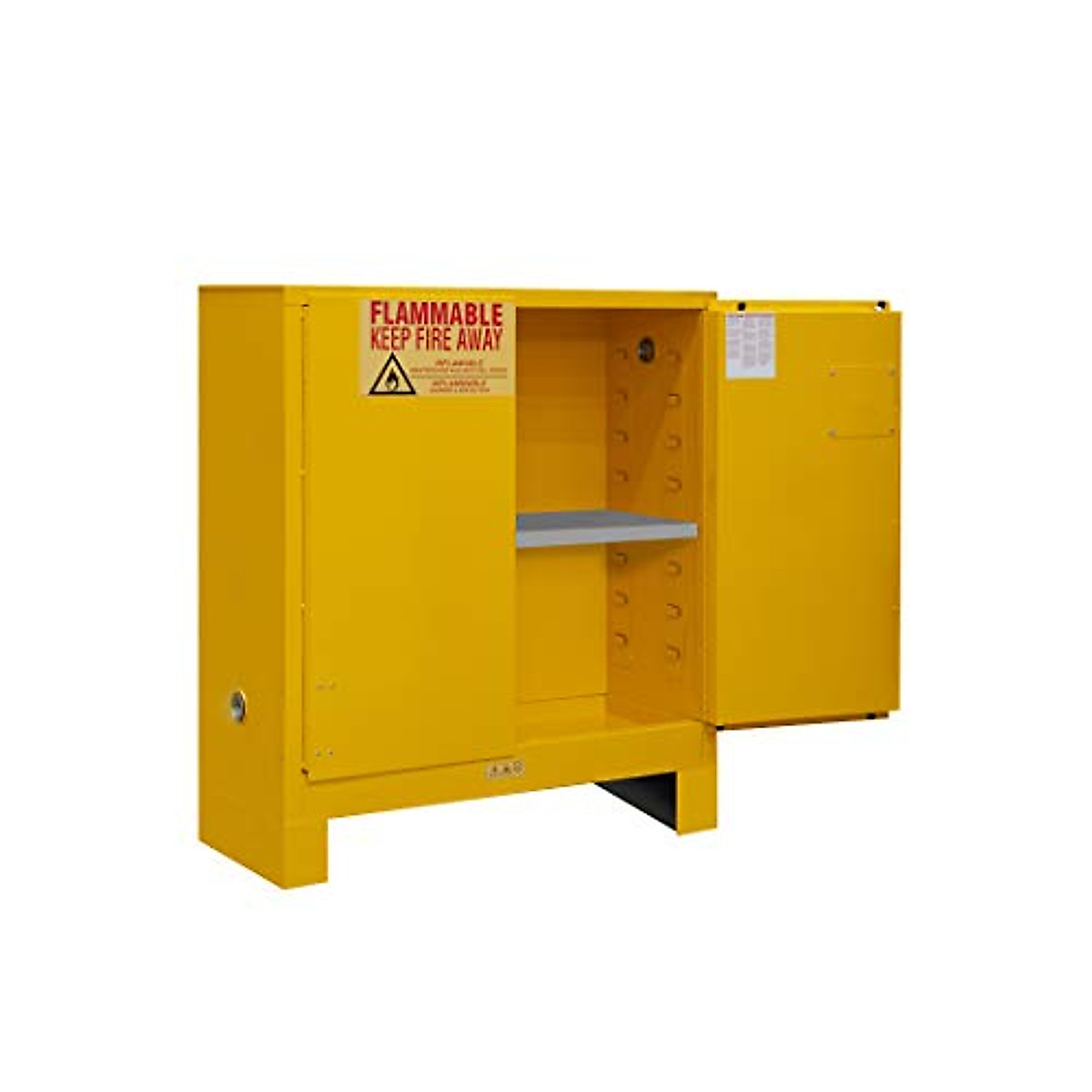 Durham 1030ML-50 Flammable Safety Cabinet with 2 Manual Door and Legs, 43" x 18" x 50", 30 gal Capacity, Yellow