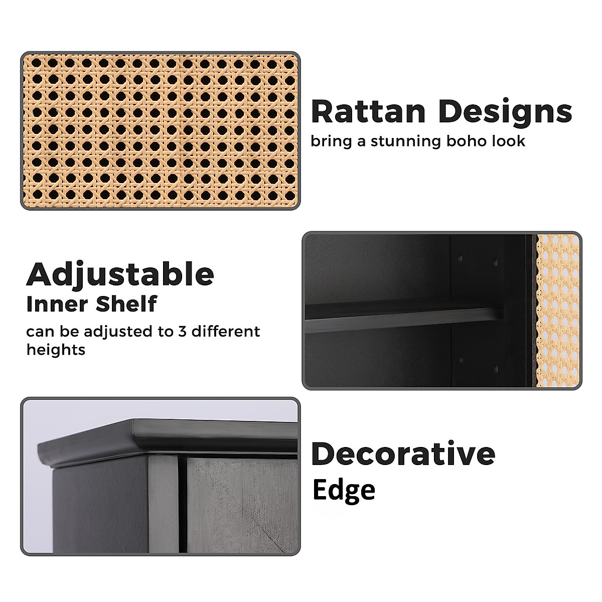 Bathroom Medicine Cabinet Wall Mounted,Black Rattan Storage Cabinet,Towel Cabinet for Bathroom Storage Over the Toilet,Floating Cabinet for Small Spaces,Hanging Cabinet for Kitchen Laundry Living Room