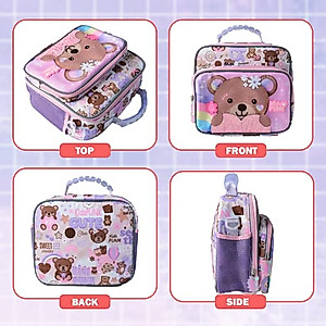 Lunch Box Kids Lunch Box for Boys and Girls Kids Cute Bear Lunch Bag With Water Bottle Holder Girls Lunch Box Insulated Lunch Bag Bento Lunch Box For Kids