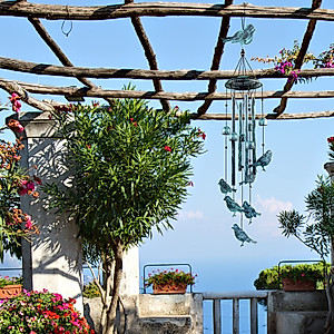 Monsiter QE Bird Wind Chimes for Outside, Outdoors with 4 Large Aluminum Tubes & S Hook - Clearance Hanging Decor for Garden, Patio, Backyard or Porch