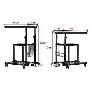 DAYTOYS C Shaped End Table-Movable Sofa Table with Metal Frames-Height Adjustable Sofa Tables with Storage Basket for Living Room, Bedroom, Bedside (Black)