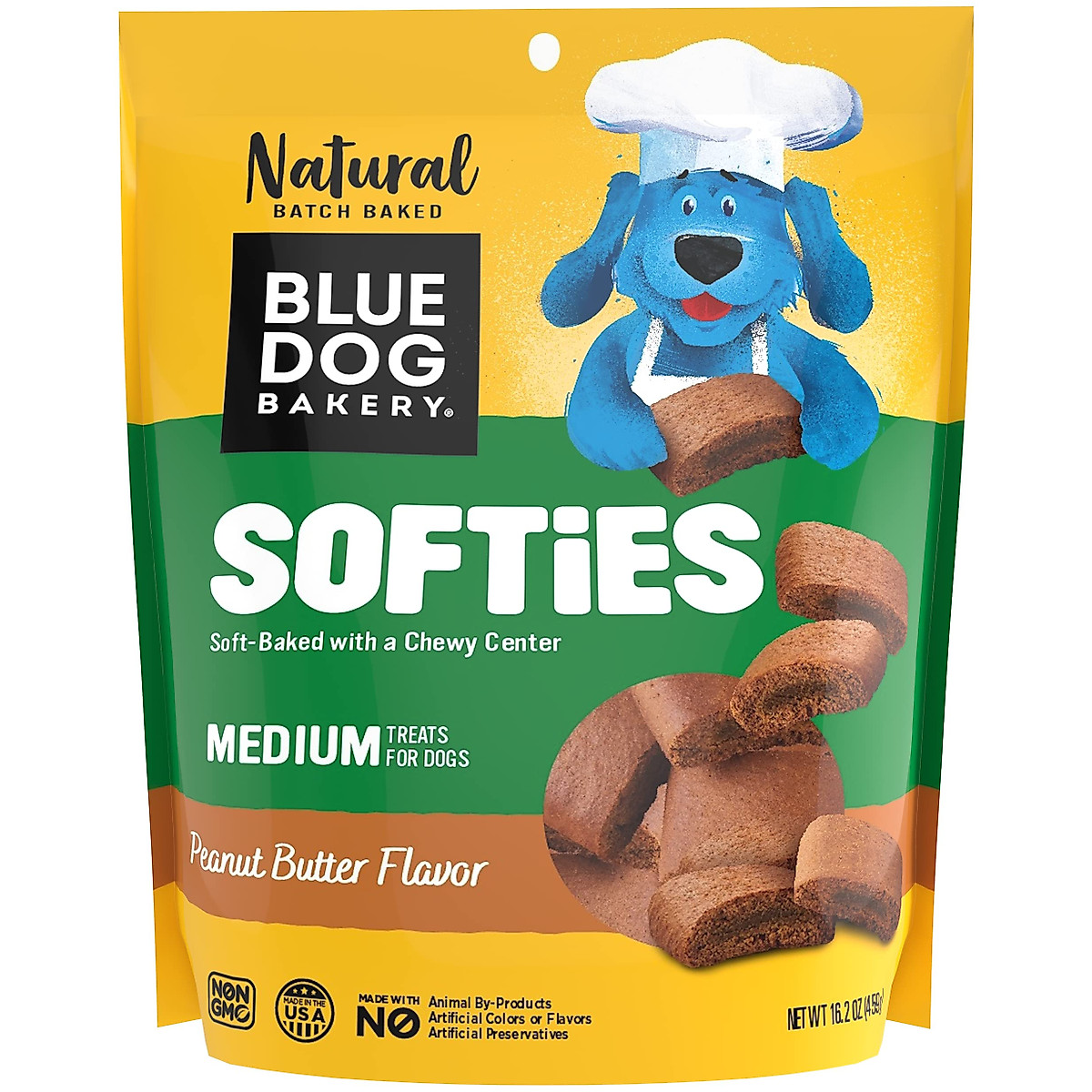 Blue Dog Bakery Natural Dog Treats, Softies, Peanut Butter Flavor, 16.2oz Bag, 1 Bag