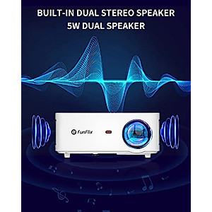 Native 1080P 5G 4K Projector with WiFi and Bluetooth, FunFlix 20000L High-bright Projector, 4P/4D Keystone/Zoom,300" Display, Movie Outdoor Indoor Projector for HDMI, USB, Phone, Laptop, TV Stick