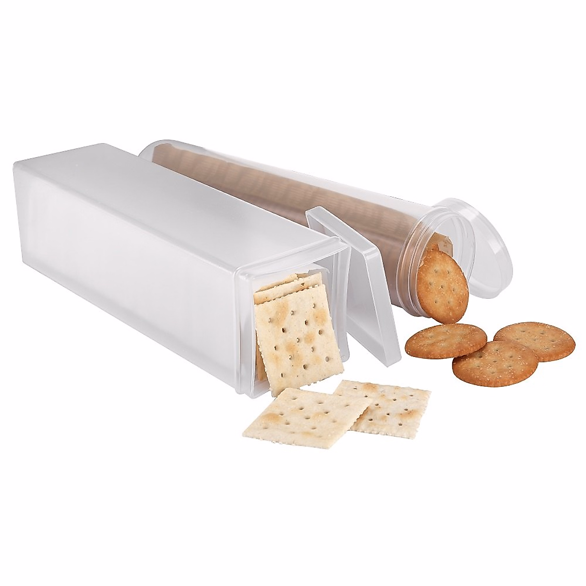 Airtight Cracker Sleeve Storage Containers - Stay Fresh Cracker Keeper, Cookie Holder - Square Plastic Canister for Saltine Crackers, Kitchen Pantry Staples