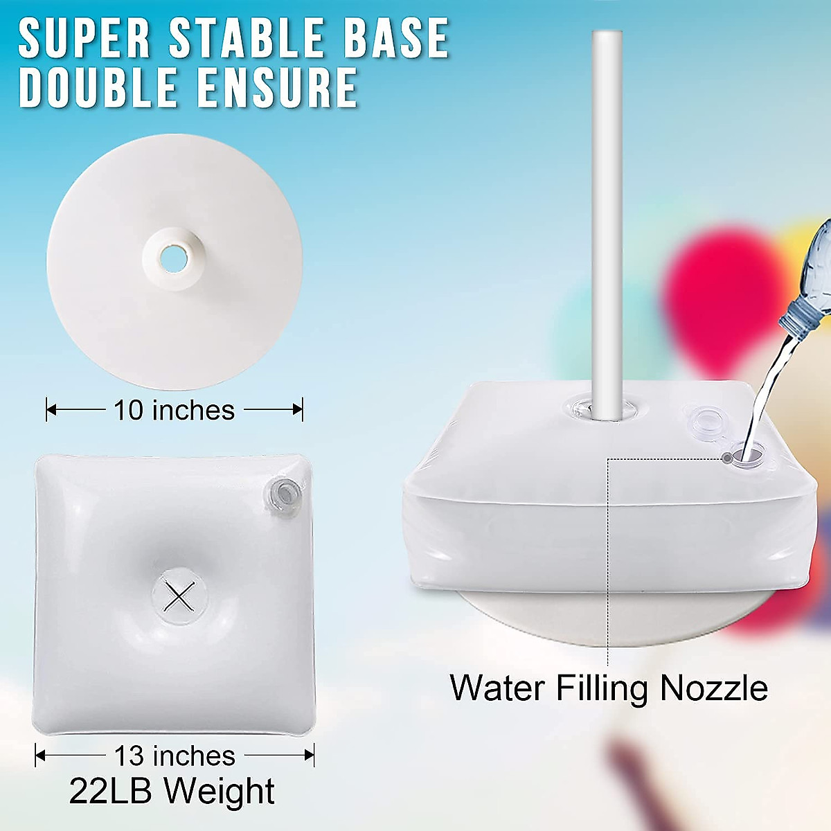 Balloon Arch Kit, 9FT Tall &10Ft Wide Adjustable Plastic Balloon Column Stands Set with Water Fillable Bases and Water Bag 50 Balloon Clips,1 Manual Pump,2 Knotter, Dot Glue,2 Flower Clips...