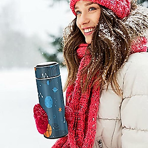 CaTaKu Small Water Bottle 12 oz, Space Planet Basketball Insulated Water Bottle for Water Coffee Tea Stainless Steel Flask Thermos Bottle Reusable Wide Mouth Vacuum Travel Mug