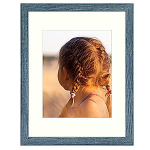 Golden State Art, 11x14 Picture Frame with Mat for 8x10 - High Definition Glass Wall Mounting Horizontal Vertical Display (Blue, 1 Pack)