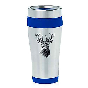 16oz Insulated Stainless Steel Travel Mug Coffee Mug Tumbler Deer (Blue)