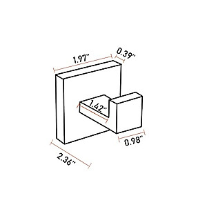 Wheanen Towel Hooks, Shower Hooks for Bathrooms Wall Mounted,Brushed Nickel SUS304 Stainless Steel Square Robe Hooks for Kitchen 4 Pack
