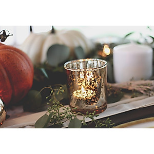 Just Artifacts 24pcs Assorted Gold Mercury Glass Votive Candle Holders (12pc 2-Inch Round, 12pc 2.75-Inch)