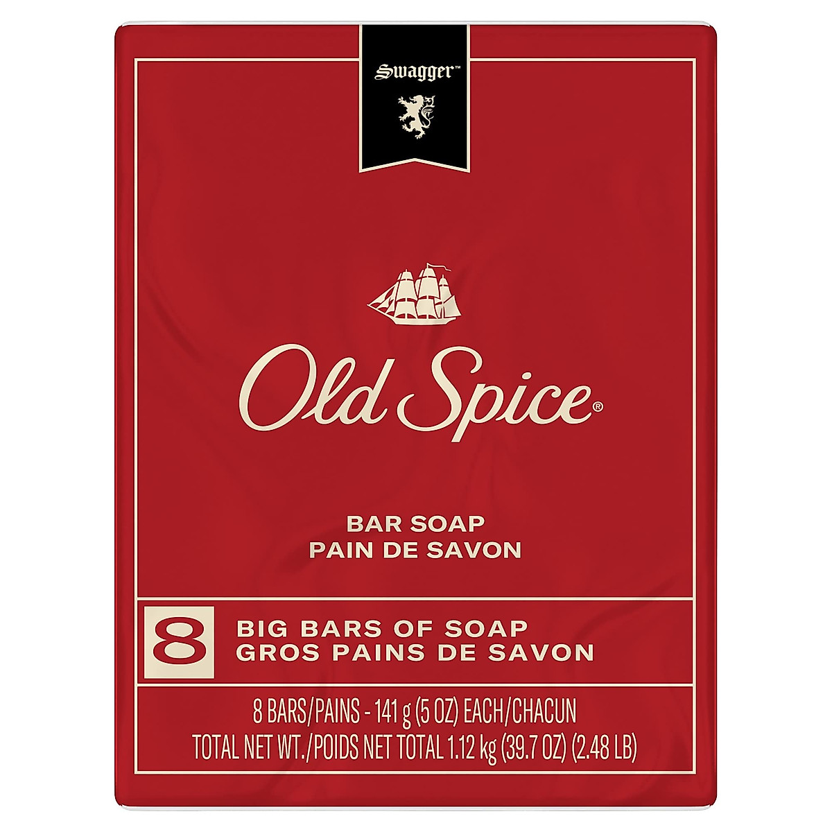 Old Spice Red Collection Swagger Scent Men's bar Soap, 8 bar, 5 oz, 14.920 Lb