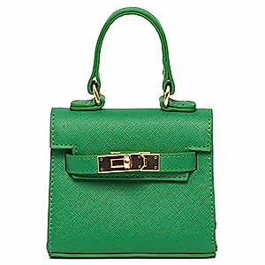 IKE DREAMS Women's Lux Micro Mini Vegan Leather Top Handle Fashion Crossbody (Kelly Green)