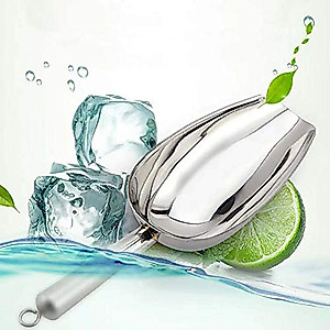 Ice Scoop for Freezer,Stainless Steel Ice Scoop for Ice Machine,Small Metal Ice Scoop for Ice Maker Kitchen Bar Party Wedding,Heavy Duty,Dishwasher Safe,8 OZ Utility Metal Scoop