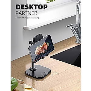 Lamicall Cell Phone Stand for Desk - Adjustable Mobile Phone Holder Dock for Table, Desktop, Office, Compatible with iPhone 13 12 11 X Xr Pro Max 8 7 6 Plus, iPad Mini, 4-10'' Cellphone and Tablets