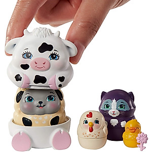 Enchantimals Secret Besties Farmhouse Playset with Small Doll House, Cambrie Cow Doll (3.5-inch), 5 Nesting Animal Figures & Accessory, Harvest Hills Toy Collection