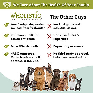 Wholistic Pet Organics DE for Dogs Organic Food Grade for Dogs - 4 Oz - Safe Non-Chemical Freshwater Silica Improves Overall Health