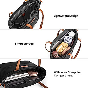 tomtoc Tote Bag for Women, Water-resistant Laptop Shoulder Bag Lightweight Large Capacity Shopping Bag for Daily Office Work, Business Travel Fits up to 16-inch MacBook Pro
