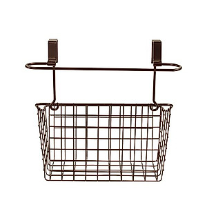 Spectrum Diversified Duo Towel Bar & Medium Basket No Installation 2-in-1 Cabinet Basket & Towel Bar, Under Sink Rustic Farmhouse Storage & Organization, Bronze