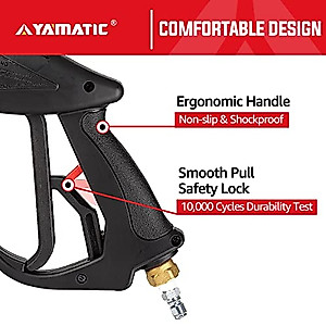 YAMATIC Pressure Washer Gun and Hose with Easy Pull Trigger, 3700 PSI Power Washer Gun Replacement for B&S, Honda, Excell, Simpson, Craftsman, Troy Bilt, Ryobi, Greenworks