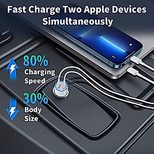 [Apple MFi Certified] iPhone Fast Car Charger, IDiSONCABLE 40W 2-Port PD 3.0 USB C Car Charger All Metal Cigarette Lighter Adapter with 2 Pack Type C to Lightning Cable for iPhone/iPad/Airpods Pro