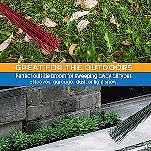 SN SKENNOVA - 1 Piece of 27-28-inch Colorful Asian Coconut leaf Broom Multi-Surface Sturdy Authentic Thai Natrual Broom (Green)