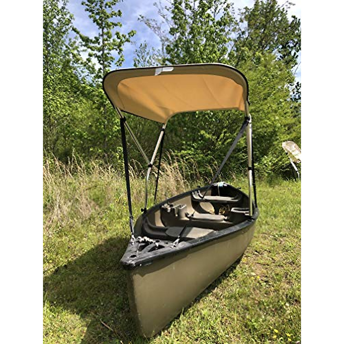 Cypress Rowe Outfitters Beige Canoe/Kayak Sun Shade/Canopy Bimini Top - Perfect Umbrella for Kayaking, Canoeing, Fishing Awning to Block UV & Heat Rays and Rain Protection