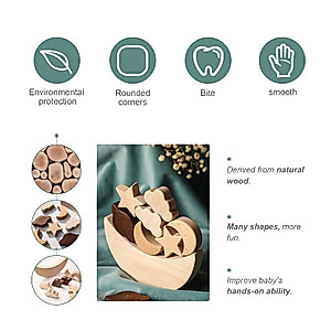 Youuys Baby Stacking Wooden Toys for Toddlers Balance Natural Wood Stacking Teether Block Montessori Toys for Fine Motor Skills for Infant Boys Girls Gifts