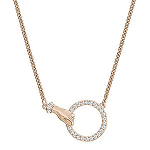 SWAROVSKI Symbolic Collection Necklace, with Hand Motif and White Crystal Accents on a Rose-Gold Tone Plated Chain